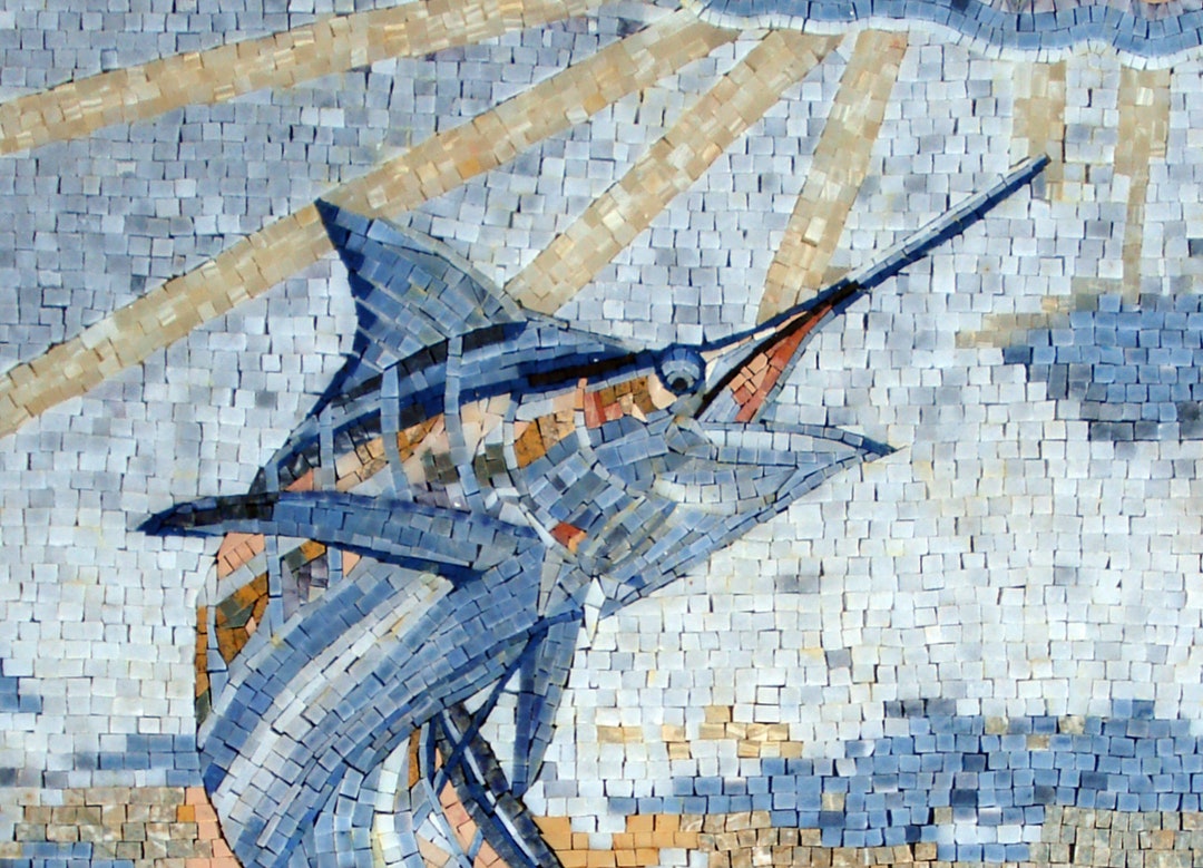 SWORDFISH MOSAIC TILES |sea Animal Mosaic Tiles for Living Room Walls ...