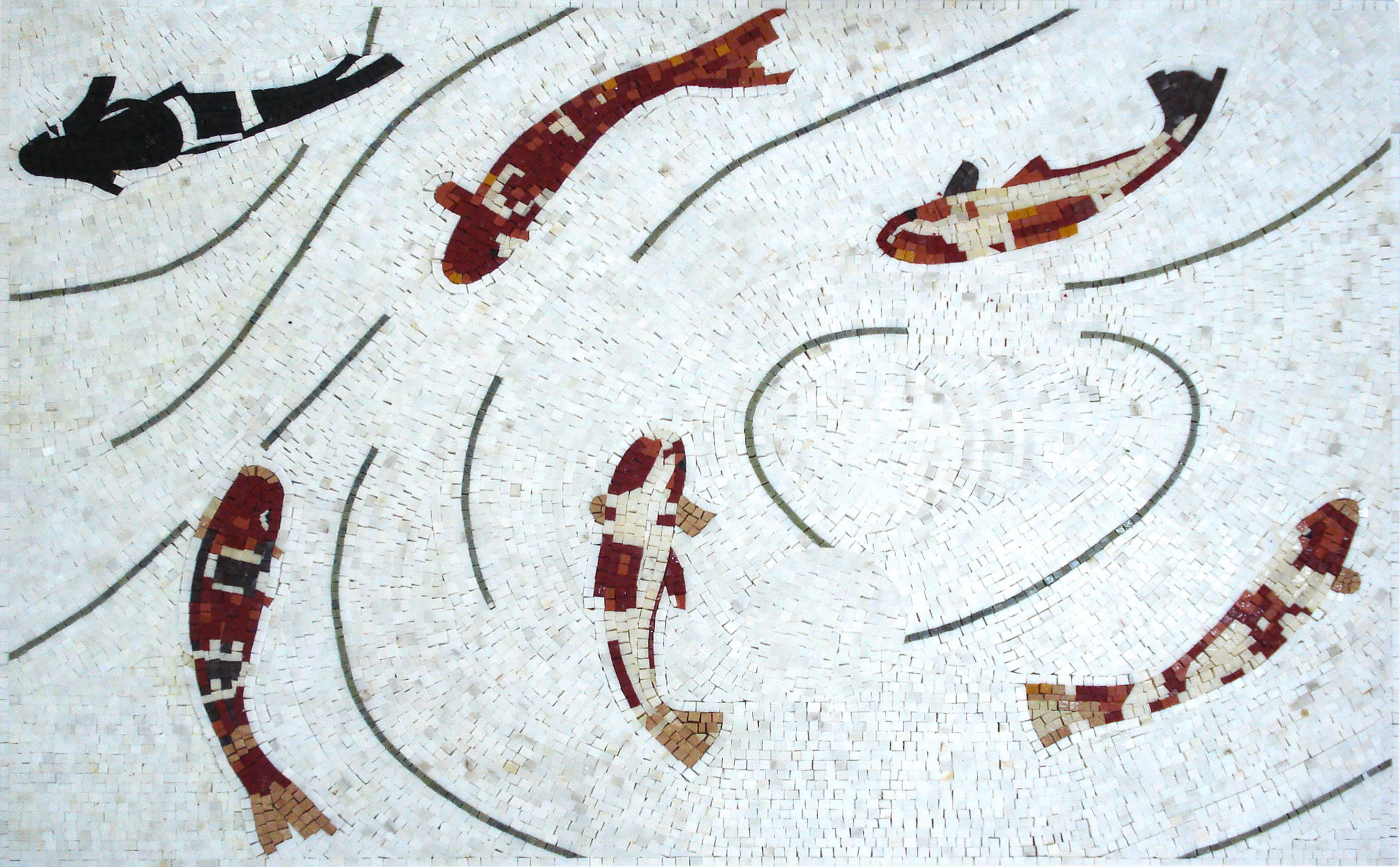 Handmade Marble Fish Mosaic Tile Art: Kitchen Backsplash Mural (40" X ...