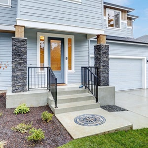 Coastal Serenity - Mosaic Medallion - Blue and Gray Compass Rose Design ...