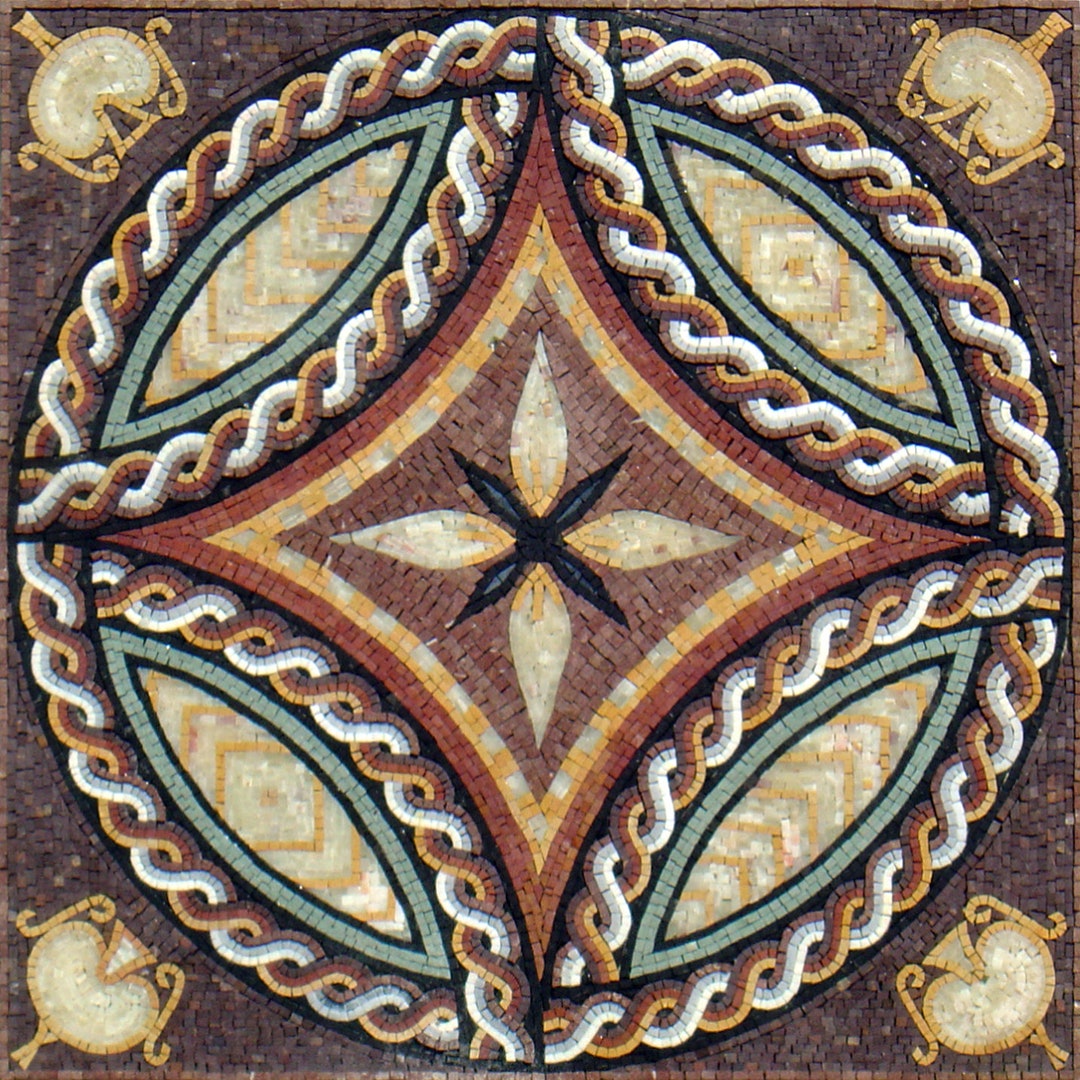 32” MEDALLION MOSAIC TILES | Square Inlay Art Mosaic Tiles for House ...