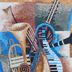 Handmade Abstract Music Instrument Marble Mosaic Art Tile Décor - Etsy