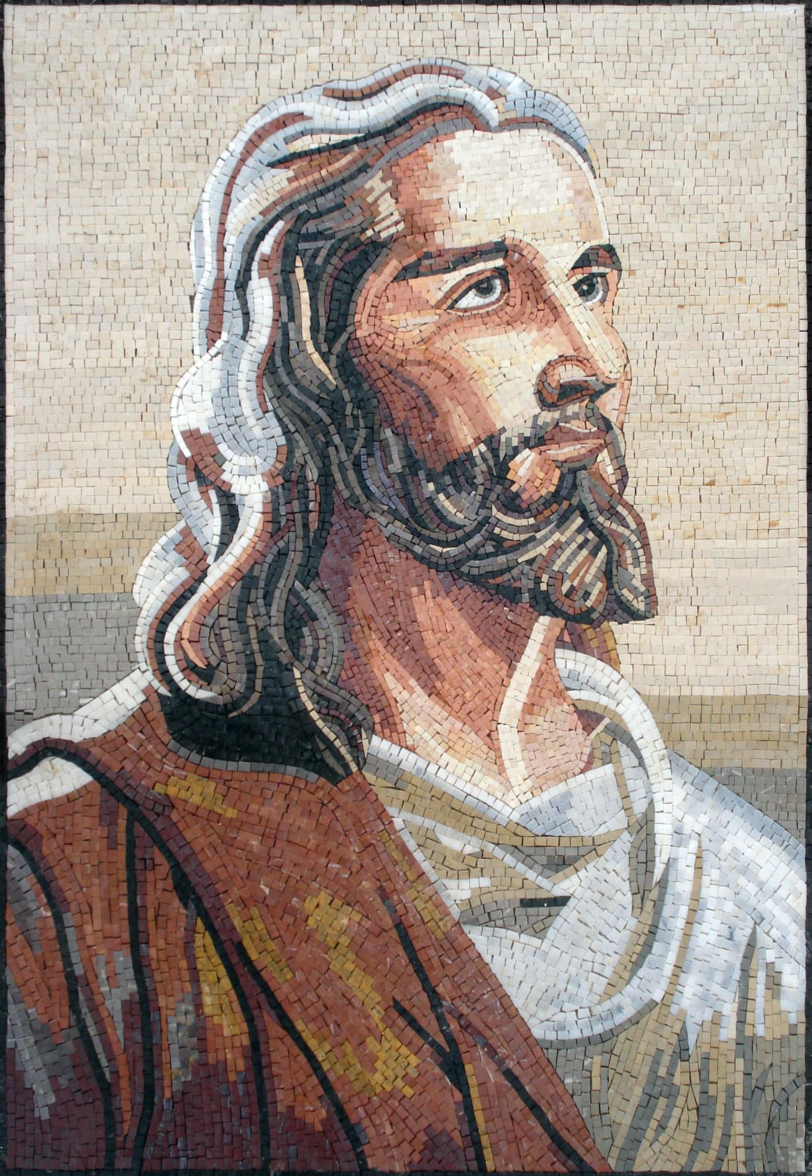 Handmade Jesus Mosaic: Marble Tile Wall Art, Christian Decor (24"x36 ...