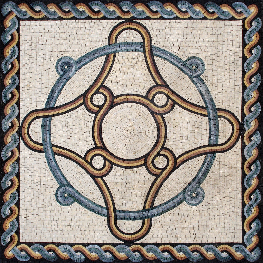 48” SQUARE MOSAIC BACKSPLASH | Geometrical Floral Mosaic Tiles for ...