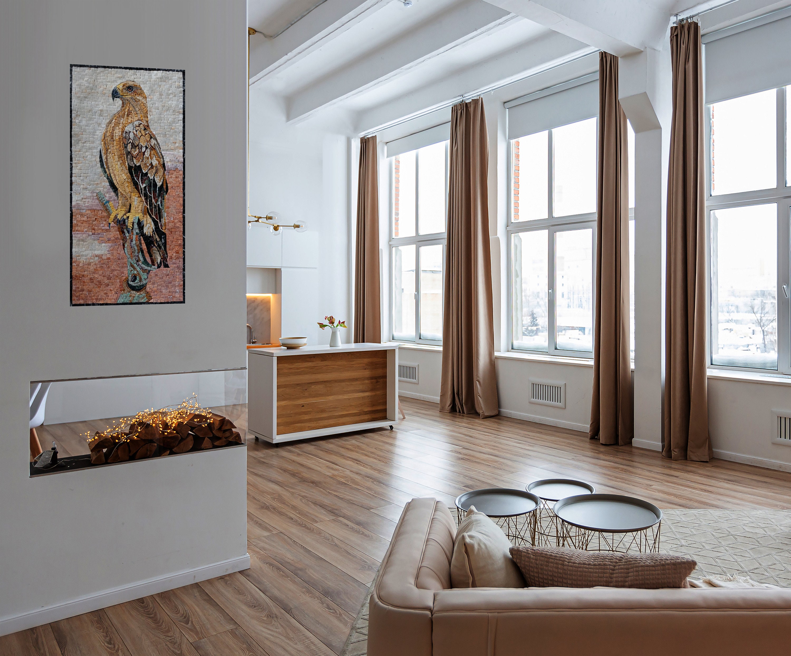 FALCON WALL ART Golden Falcon Mural Mosaic Tile Wall Décor - Etsy