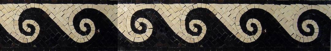 Waves Mosaic Border: Handmade Marble Tile Art (40x4) - Etsy