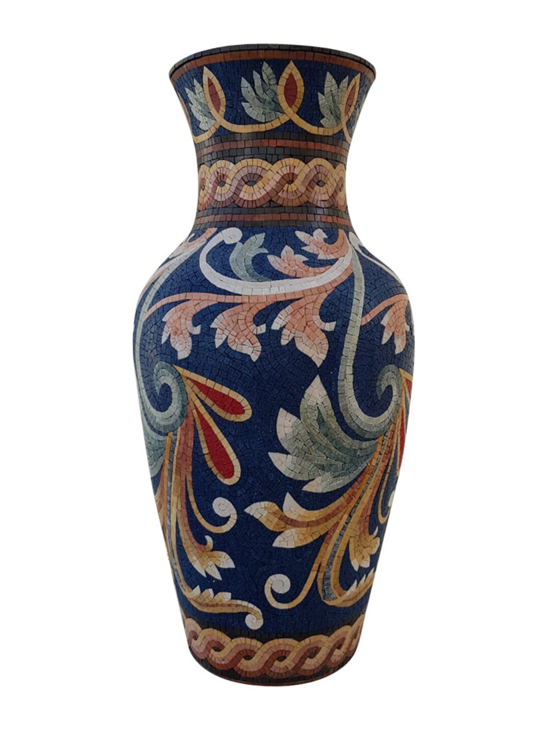 BLUE MOSAIC VASE | Table Top Vases | Unique Colors Handmade Clay Vase ...