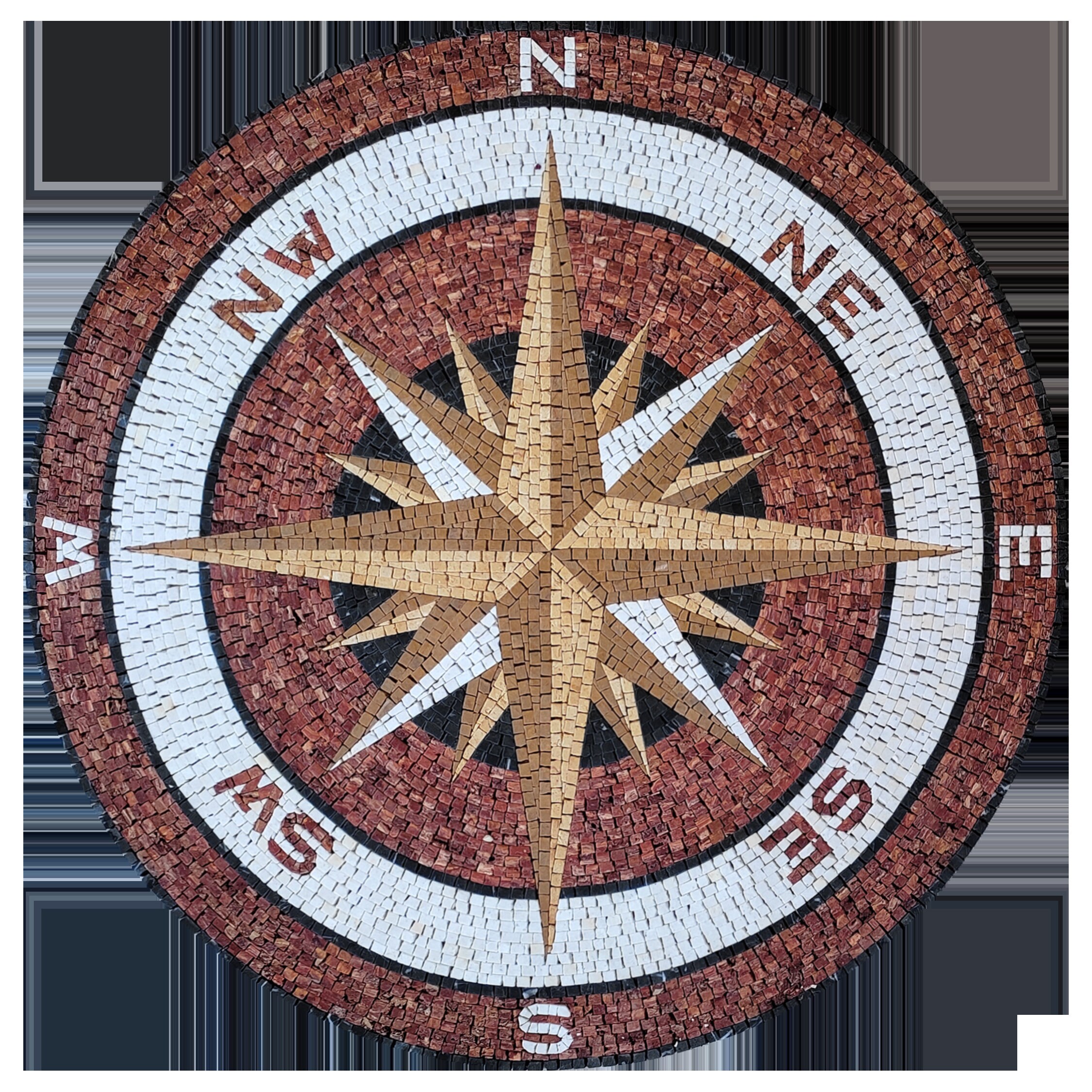 Nautical Elegance: Handmade Compass Rose Backsplash Marble Mosaic ...