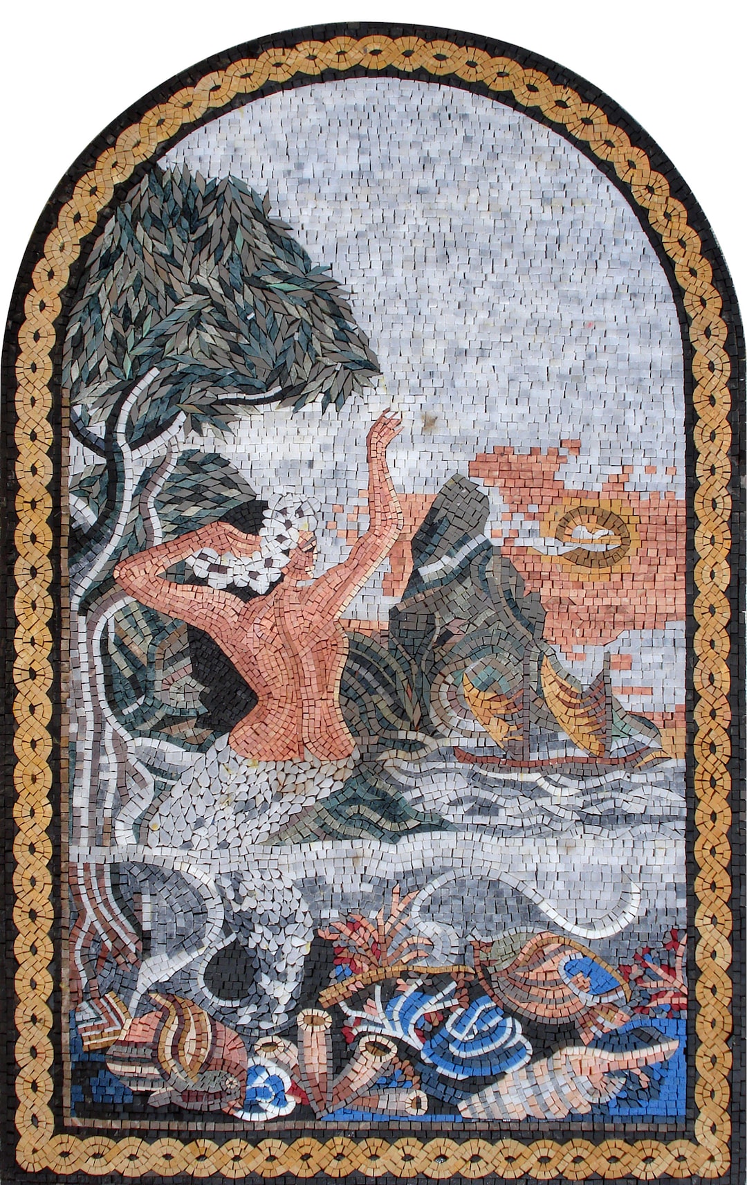 MERMAID MOSAIC TILES | Mermaid Sit Outside the Sea Shore Reproduction ...