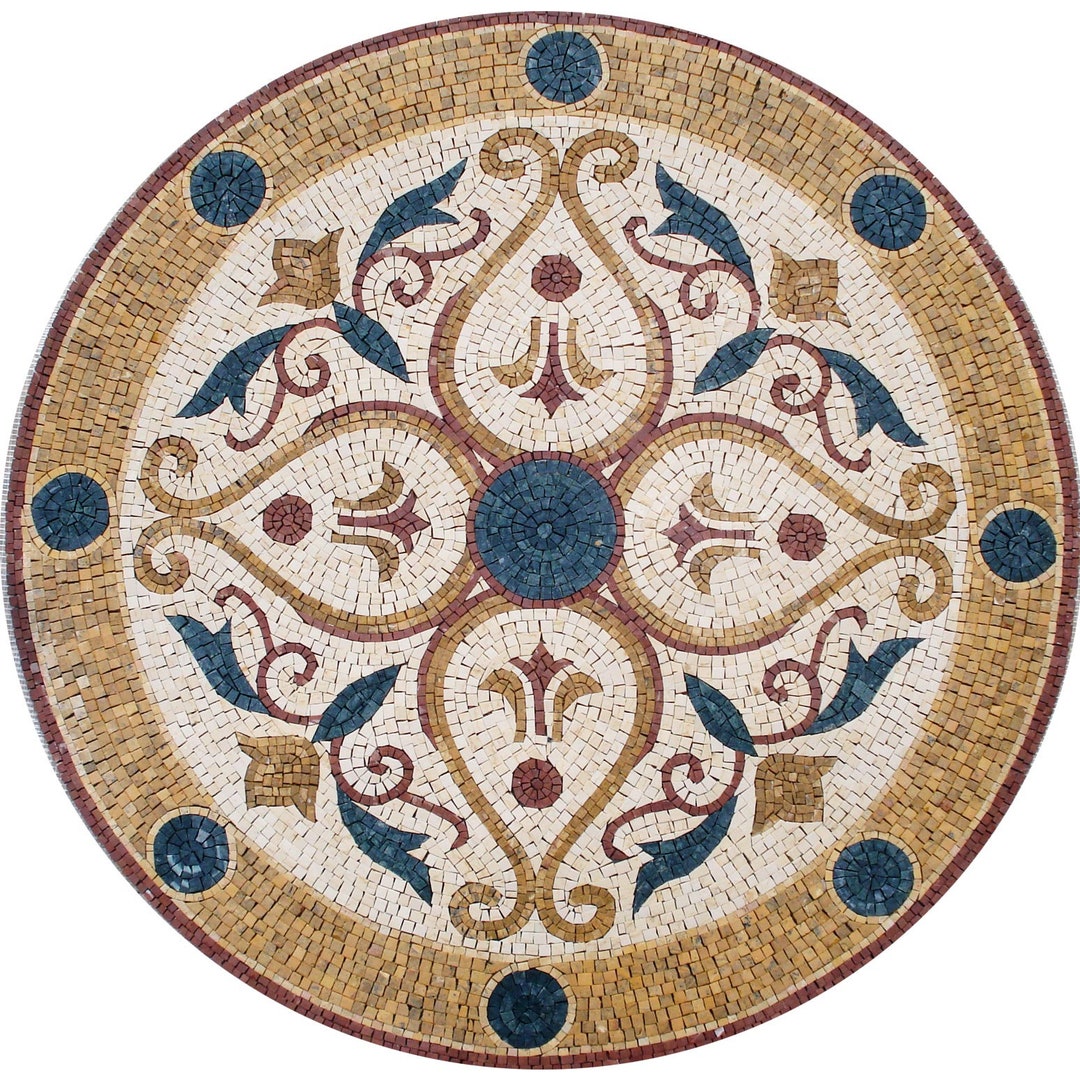 Chromatic Elegance - 40" Handmade Colorful Decorative Medallion Marble ...