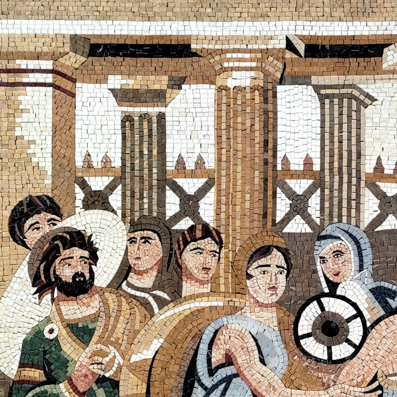 Handmade Roman Emperor Mosaic Mural: Ancient Art Reproduction - Etsy