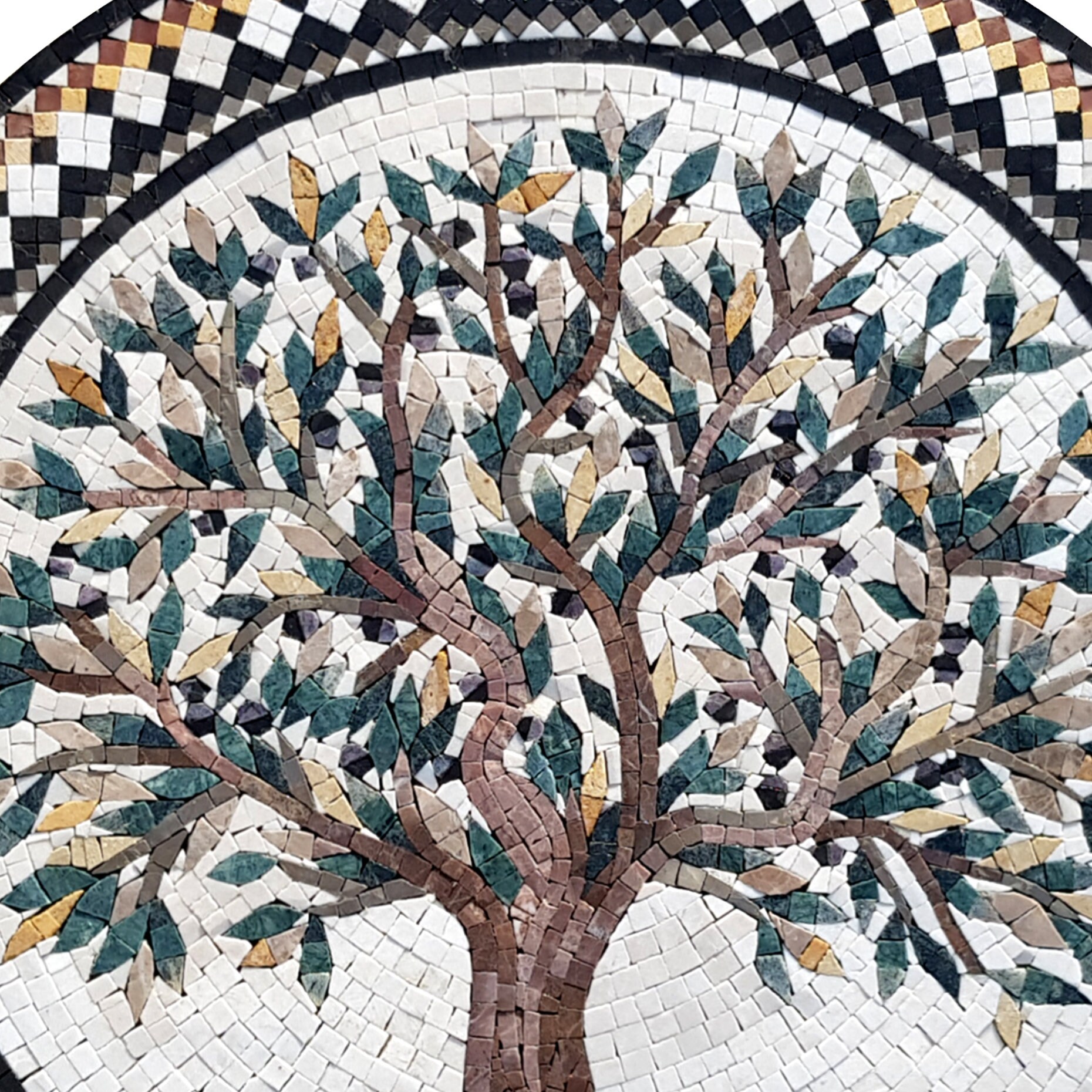 Olive Tree Backsplash Marble Mosaic Medallion Tiles. Customization ...