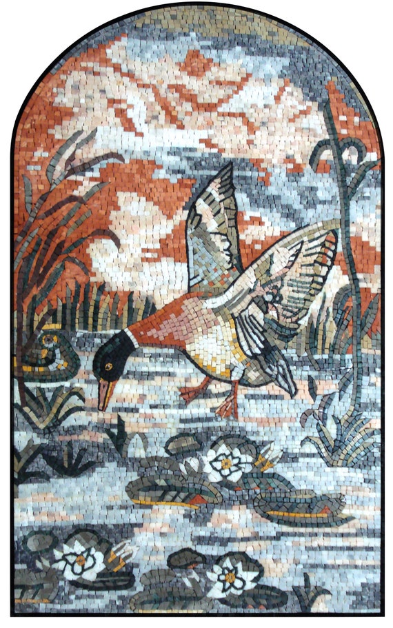 Mallard Duck Art-mosaic Wall Art Minimalist Rosy Sunset Dive - Etsy