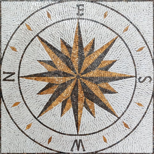 Backsplash Compass Rose Nautical Marble Mosaic Medallion - Etsy