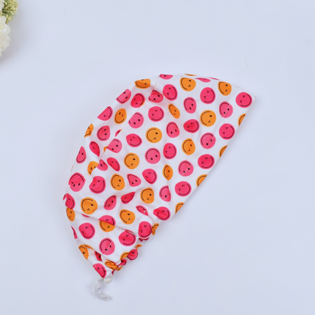 Happy Smiley Face Euro Scrub Cap for Women, Surgical Cap Satin Lined ...