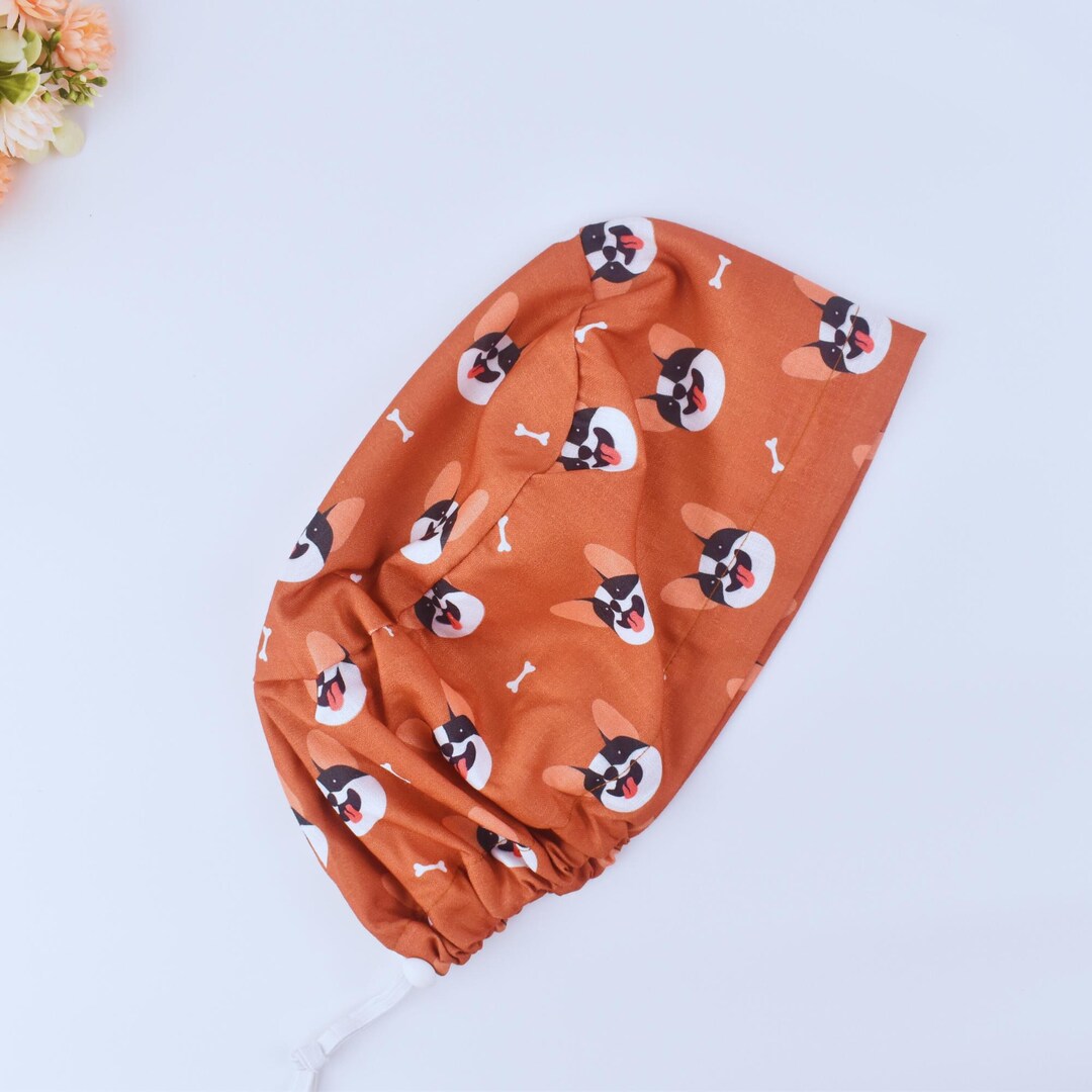 Dog Face With Bone Euro Style Scrub Cap, Pet Face Ponytail Scrub Cap ...