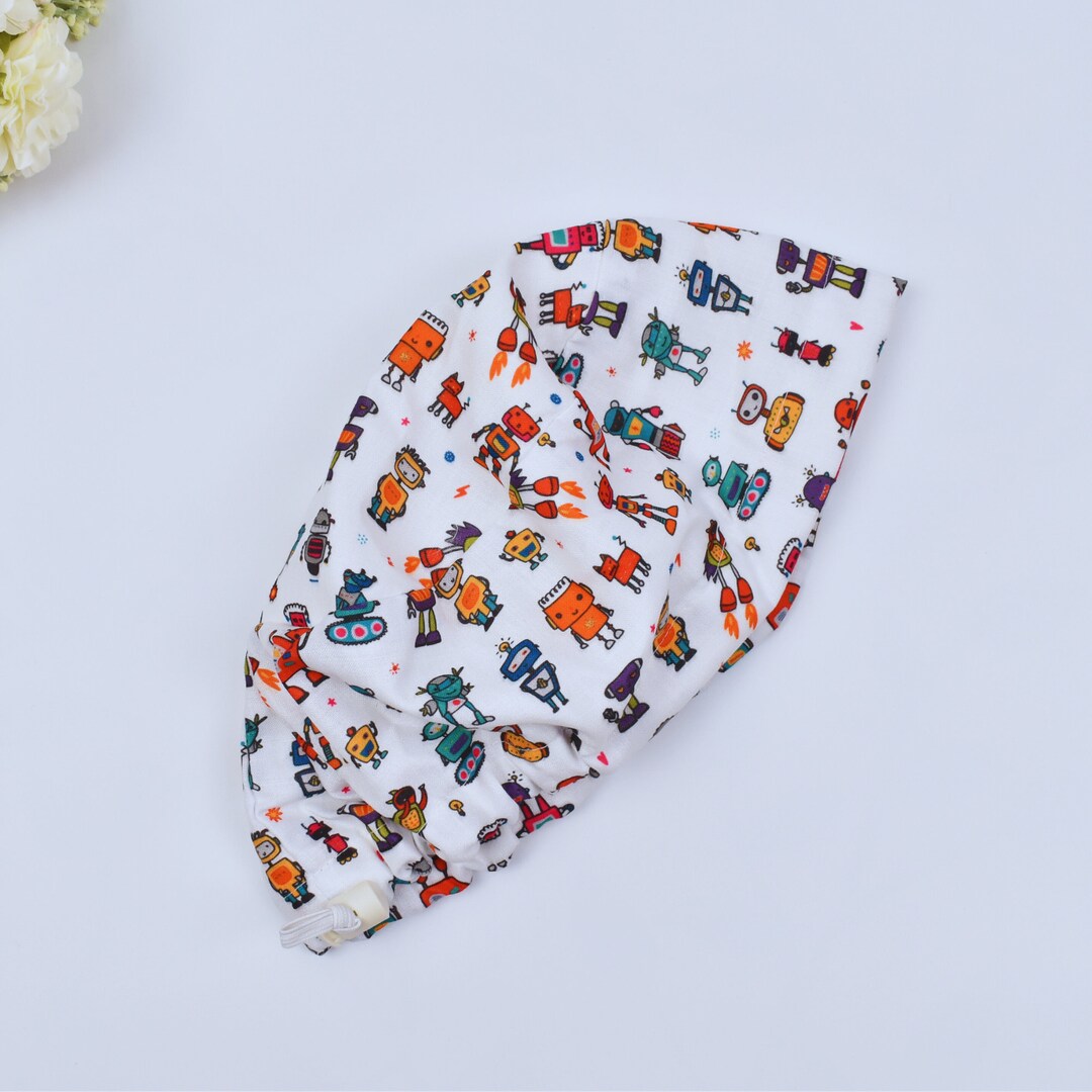 Robot Robotic Euro Scrub Cap for Women, Surgical Hat Satin Lined Option ...