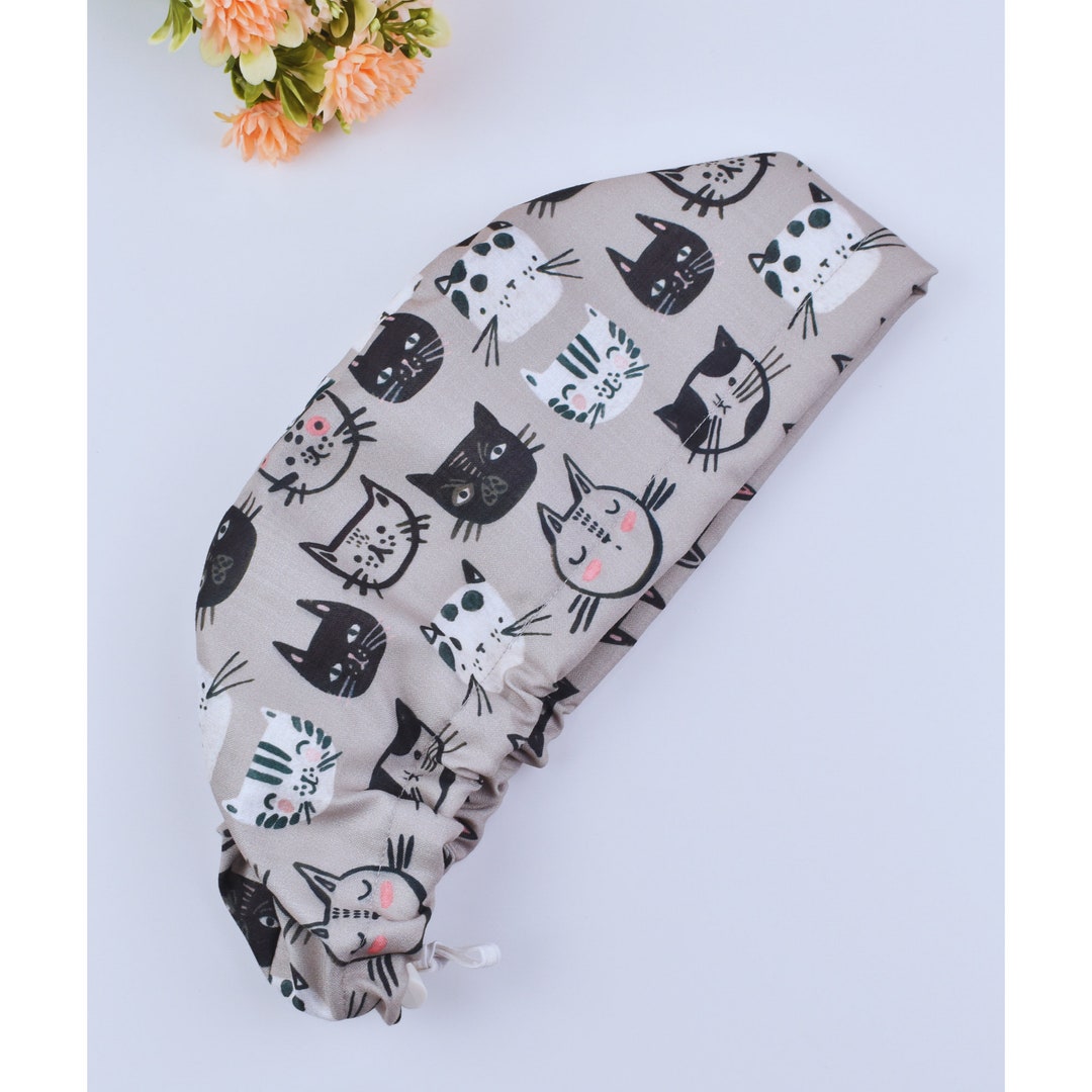 Cat in Scrubs Scrub Cap, Satin Lined Option, Cat Scrub Hat, Cute Cat ...