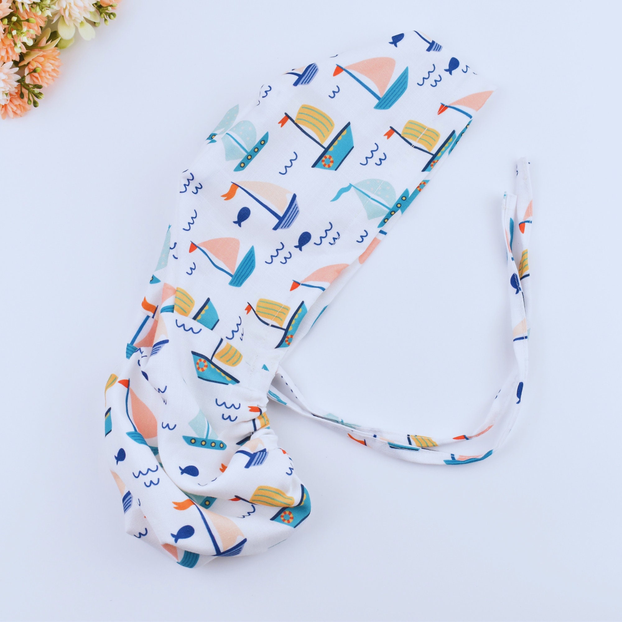 Fishing Boat Sea Ponytail Scrub Cap, Scrub Cap With Ponytail Holder ...