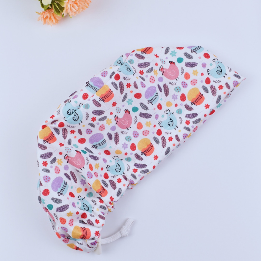 Chicken Funny Ponytail Surgical Scrub Caps for Long Hair, Euro Style ...