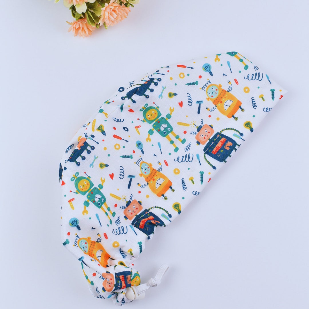 Robot Robotic Surgical SCRUB Hat Theatre Cap, Satin Lined Option, Robot ...