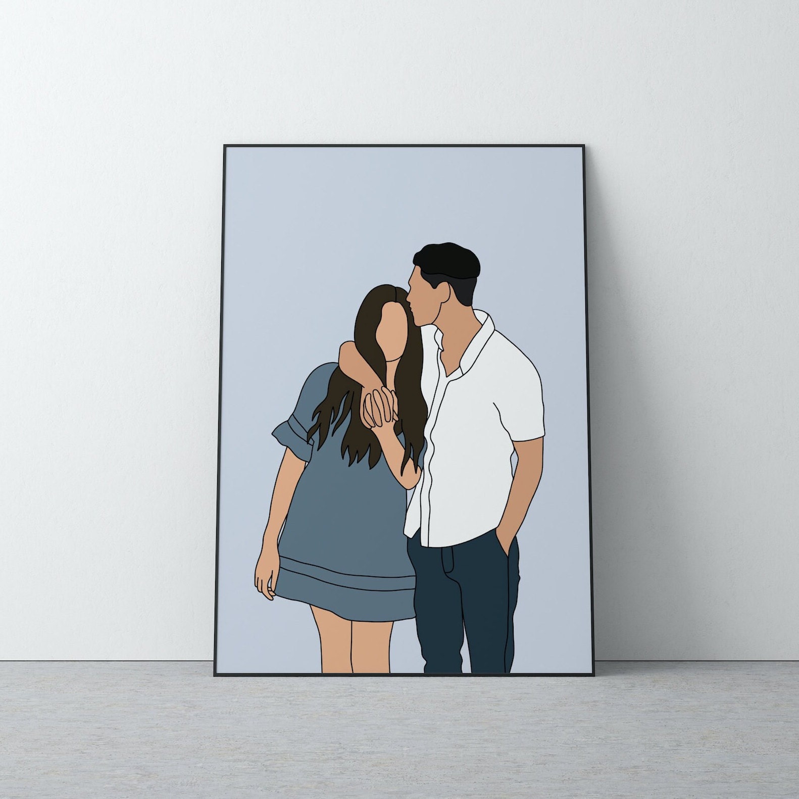 Custom Faceless Portrait With Outline Simple Digital - Etsy