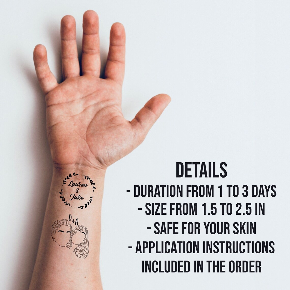 Custom Wedding Temporary Tattoos Groom Face Tattoo Bride - Etsy