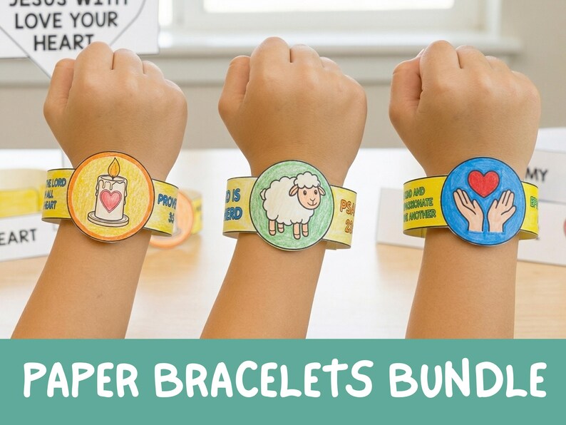 Bible Verses Printable Paper Bracelets Bundle Craft, Kids Sunday School ...