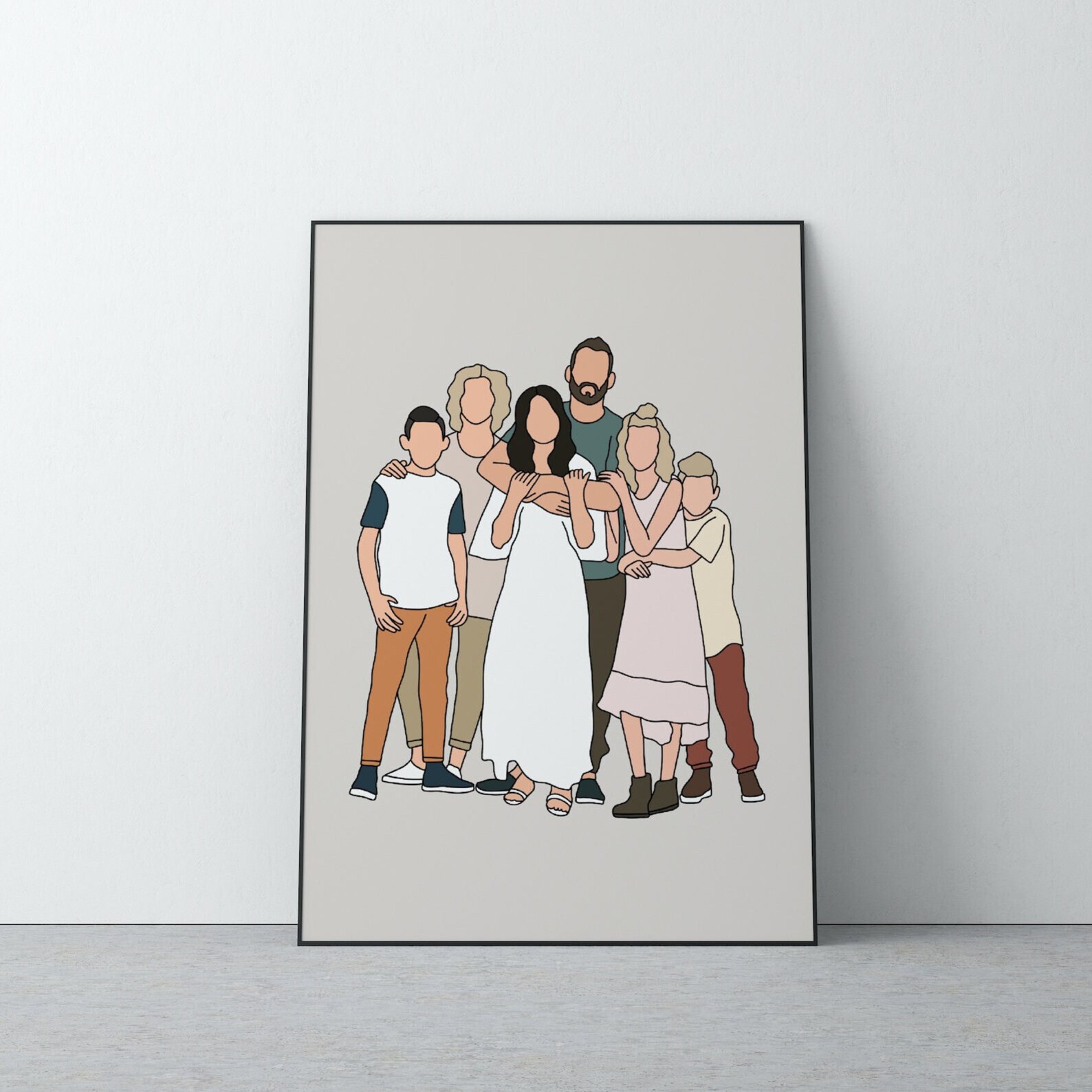 Custom Faceless Portrait With Outline Simple Digital - Etsy