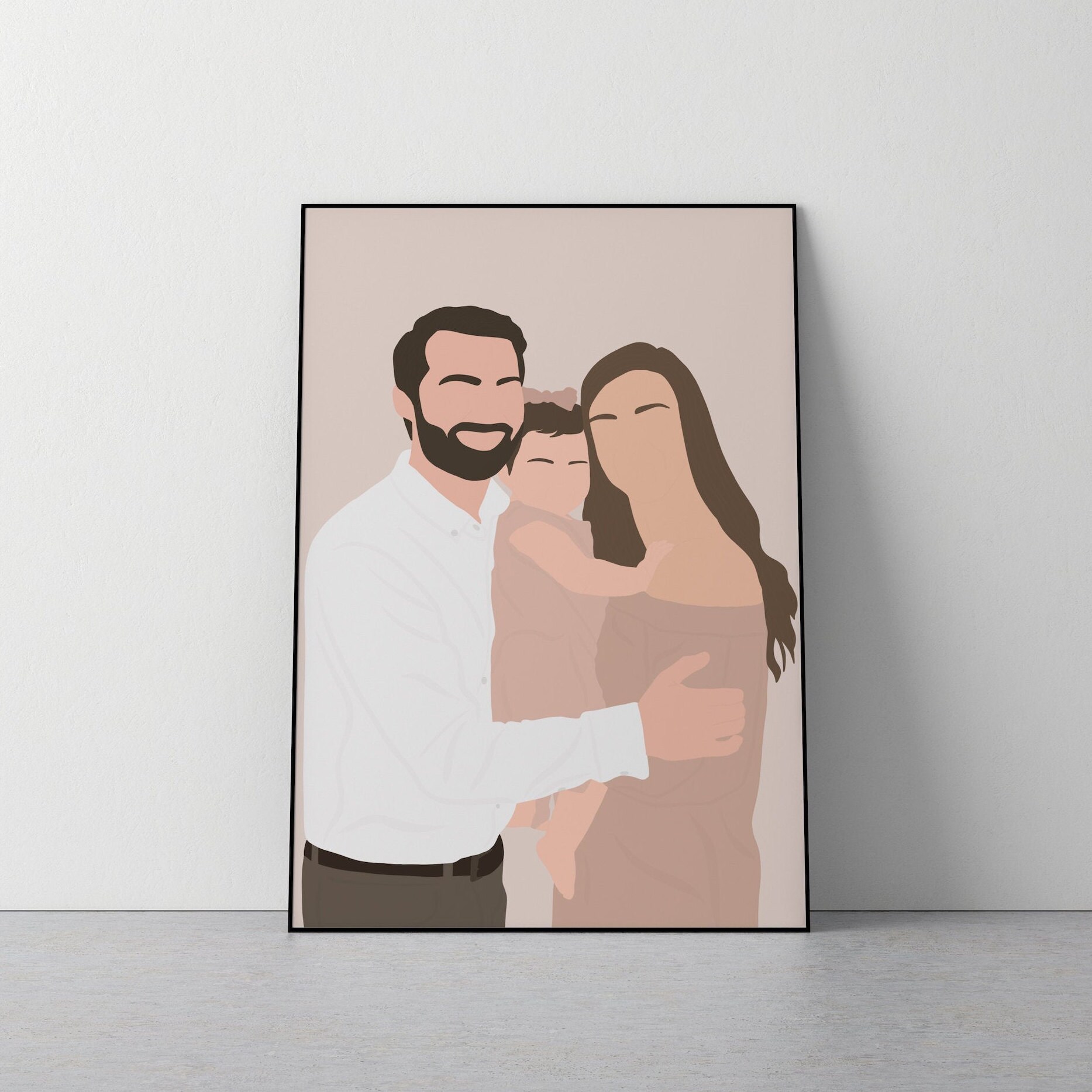 Family Portrait Custom Faceless Portrait Minimalist Digital - Etsy