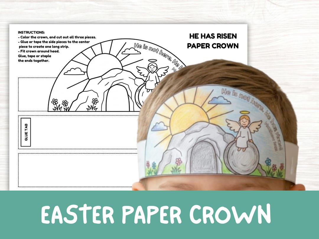 Easter Printable Paper He is Risen Crown Craft, Kids Sunday School ...