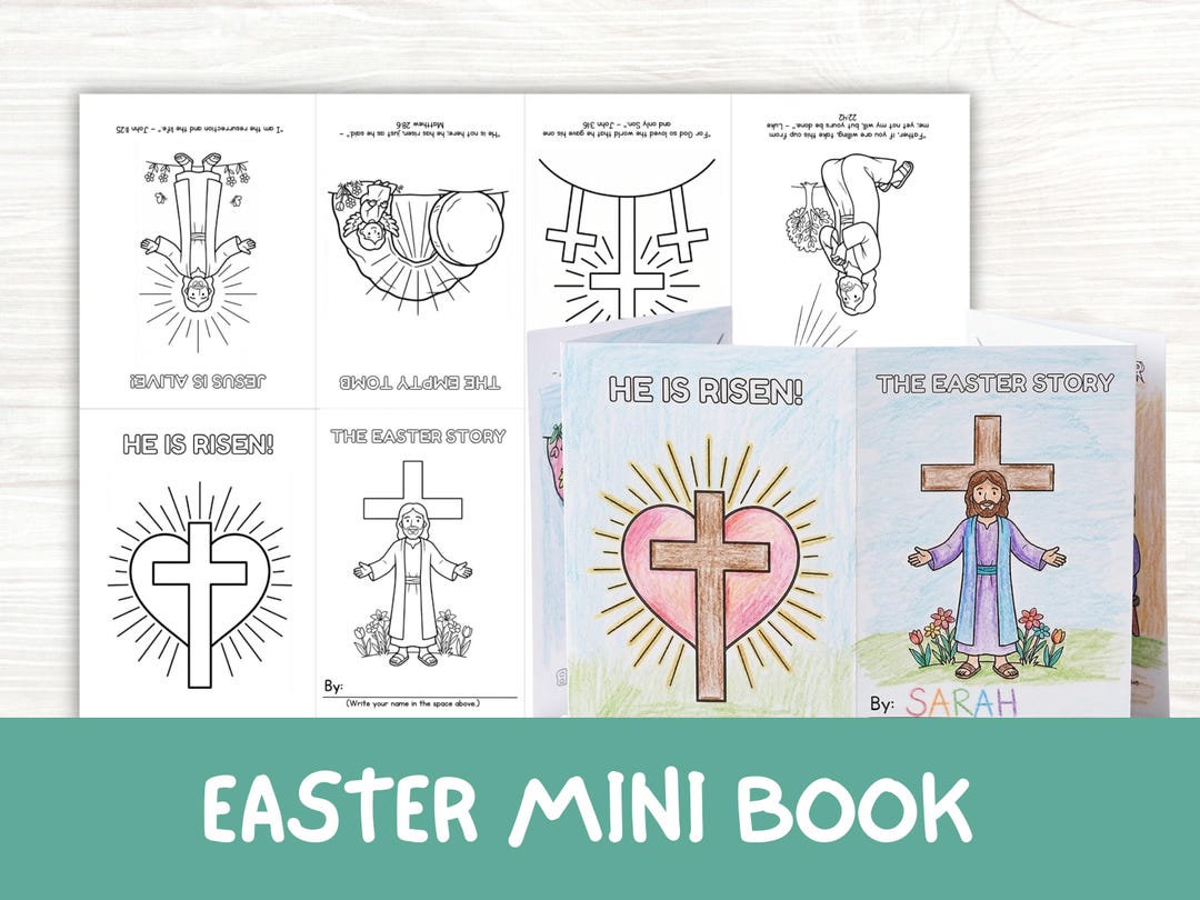 Easter Story Mini Book Printable, Kids Sunday School Coloring Activity ...