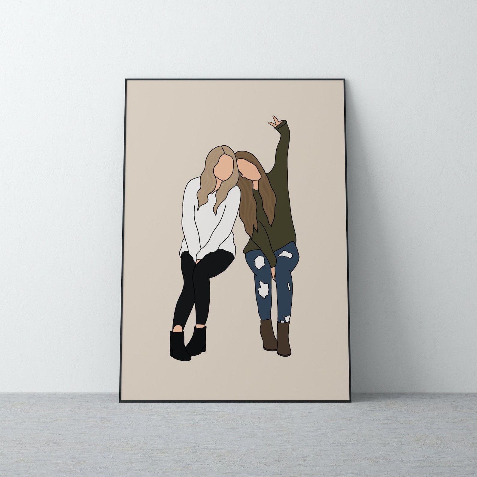 Custom Faceless Portrait With Outline Simple Digital - Etsy