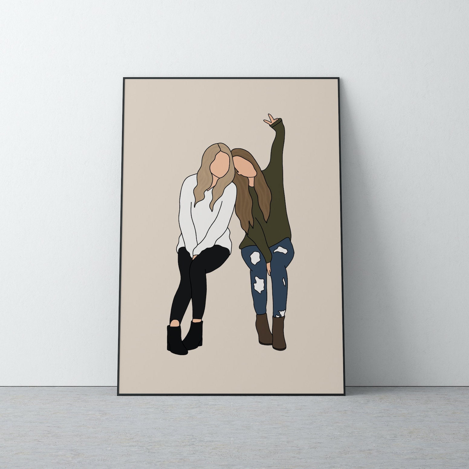Custom Faceless Portrait With Outline Simple Digital - Etsy