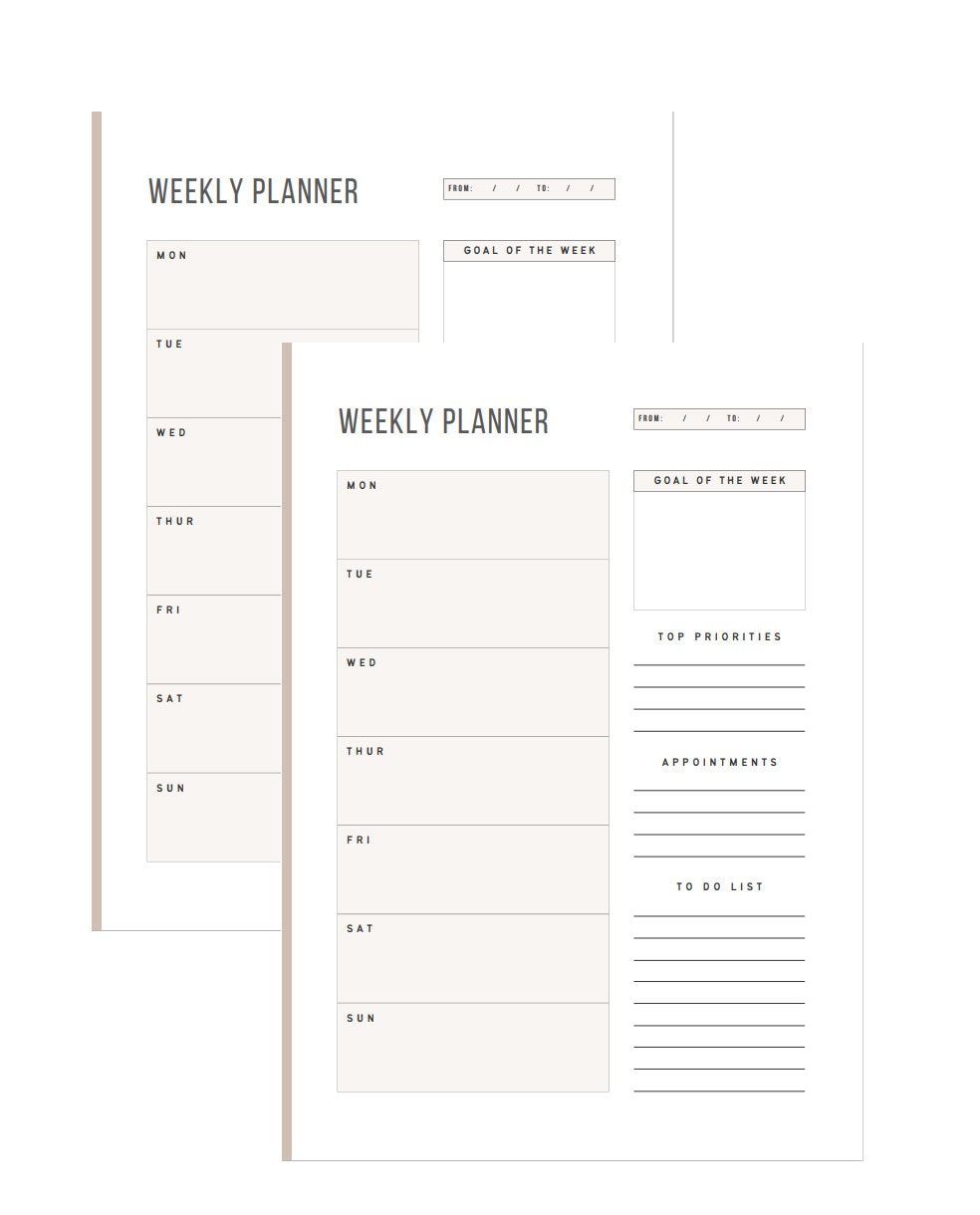 A4 Weekly Planner Minimalist Design Weekly Desk Planner to - Etsy