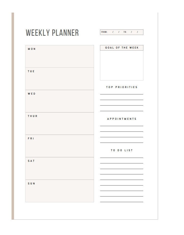 A4 Weekly Planner Minimalist Design Weekly Desk Planner to - Etsy