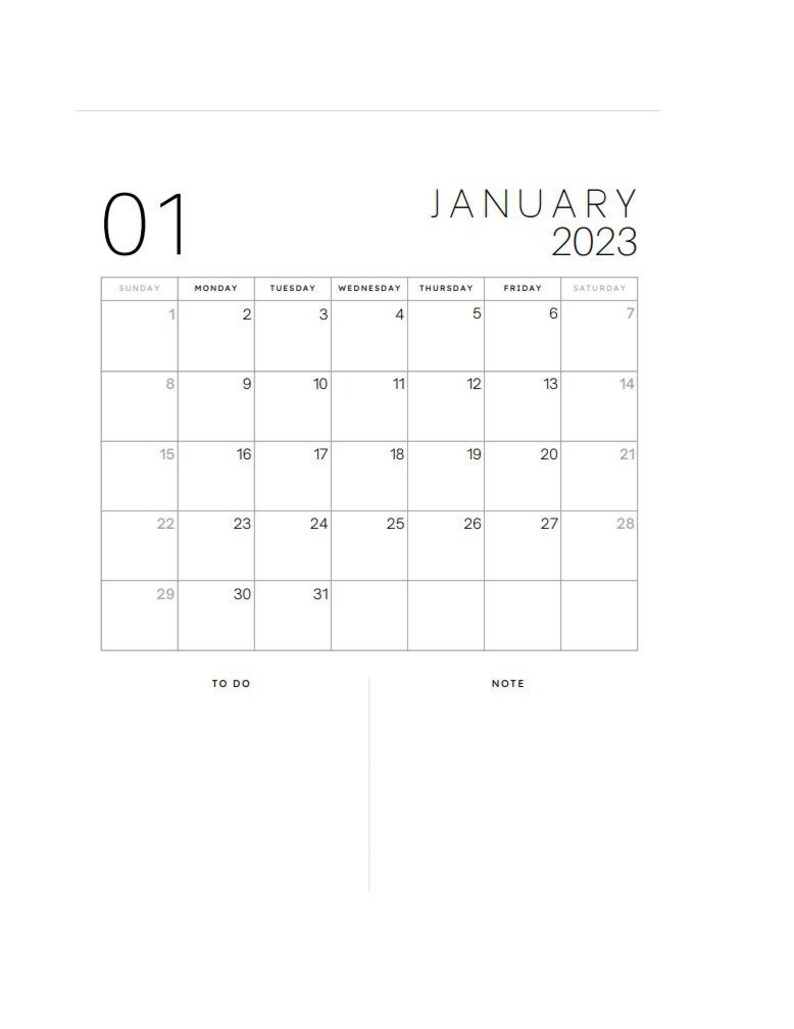 A4 Monthly/yearly 2023 Printable Calander/planners, to Do List, Simple ...