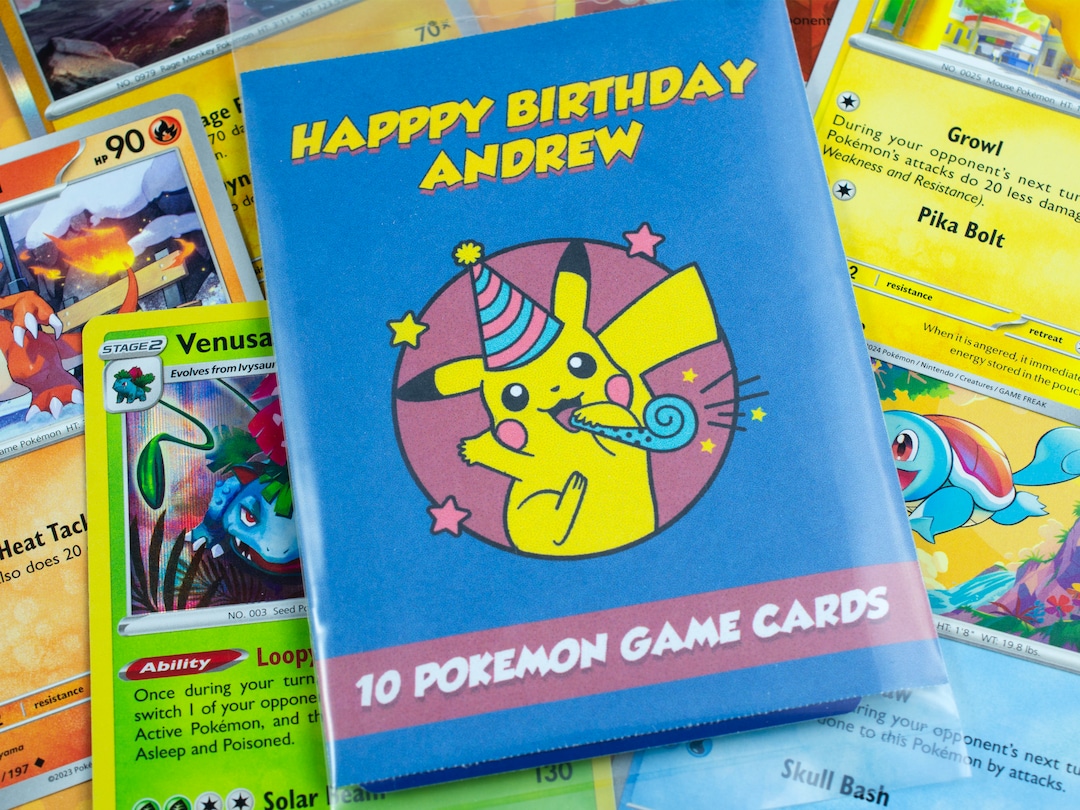 Custom Pokemon Birthday Card Pack – Personalized Party Favors - Etsy