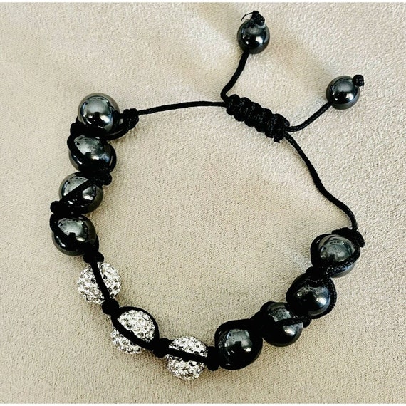 Adjustable Cord Bracelet w/ Round Magnetic Hematite & | Etsy