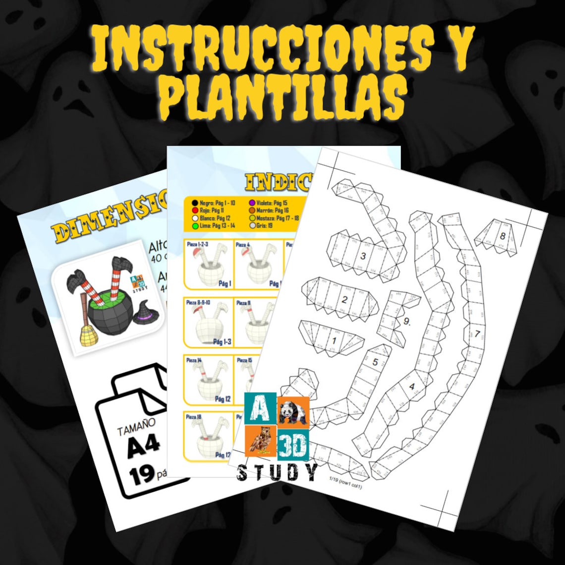 Bruja En Caldero: Papercraft Design, PDF Template, DIY 3D Model, Fanart ...