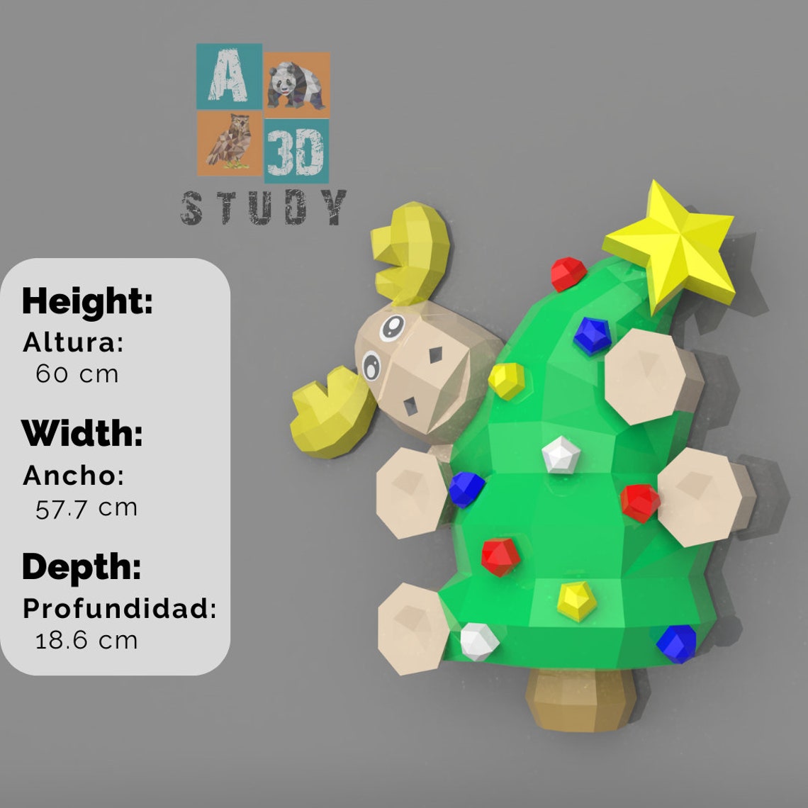 Alce Navideño: Papercraft Design, PDF Template, DIY 3D Model, Fanart ...