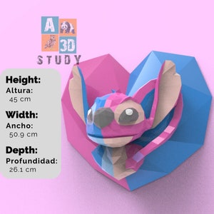 Stitch Y Angel: Papercraft Design, PDF Template, DIY 3D Model, Fanart ...