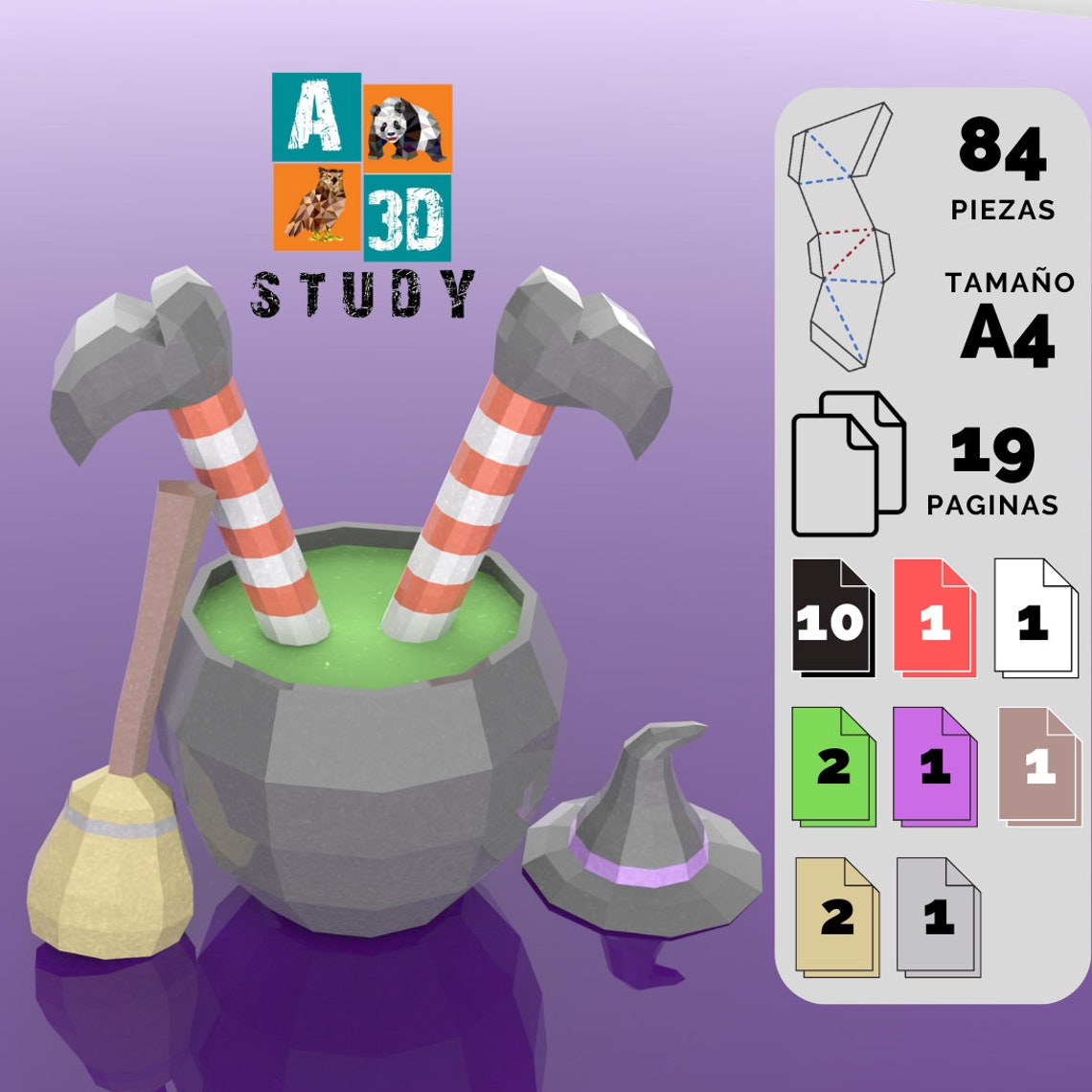 Bruja En Caldero: Papercraft Design, PDF Template, DIY 3D Model, Fanart ...