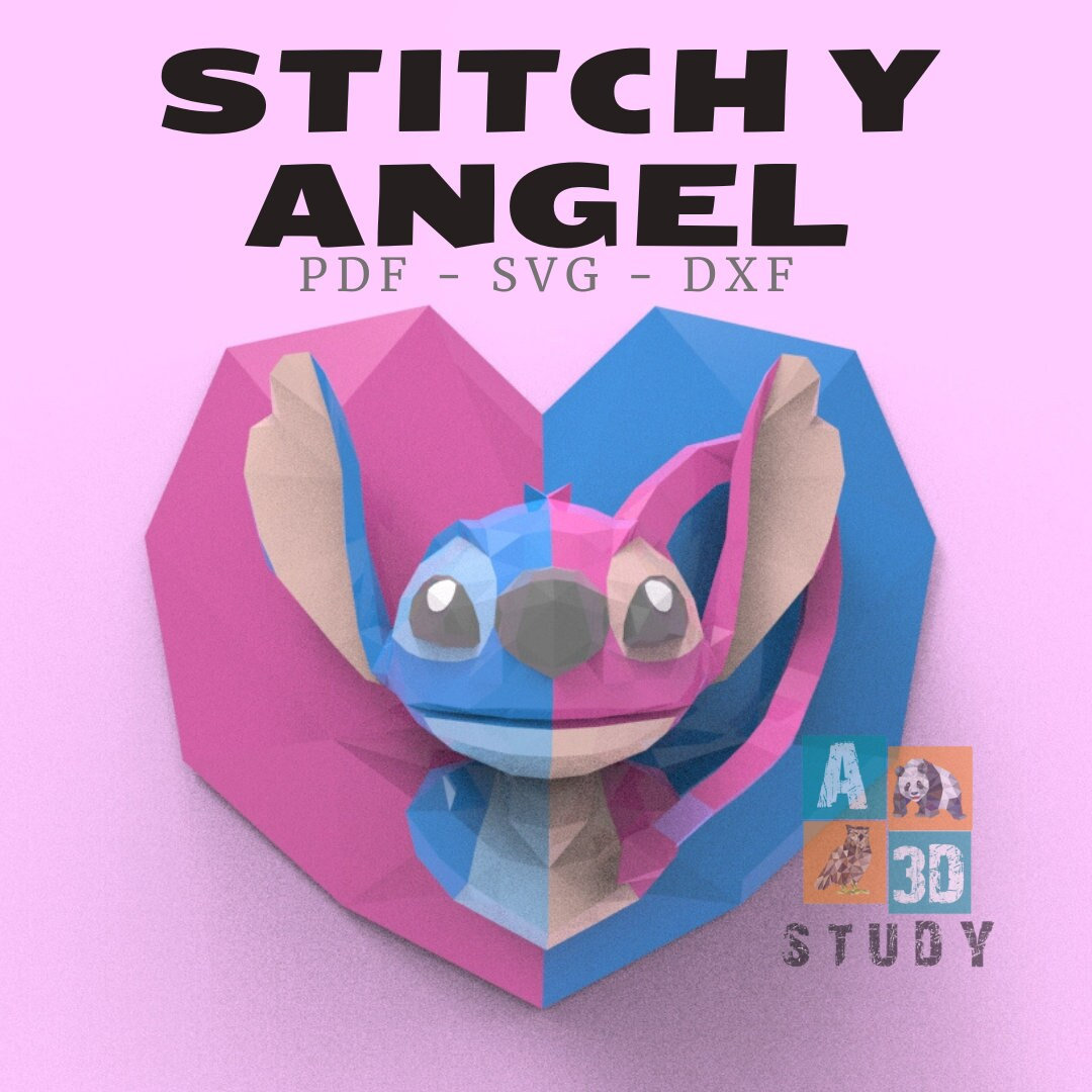 Stitch Y Angel: Papercraft Design, PDF Template, DIY 3D Model, Fanart ...