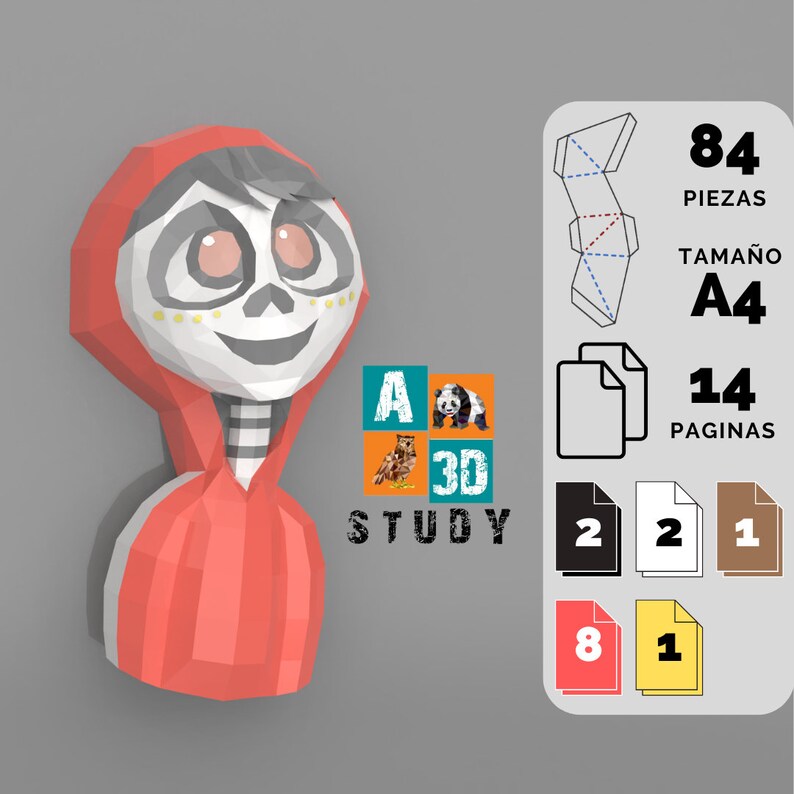 Miguel 2.0: Papercraft Design PDF Template DIY 3D Model - Etsy