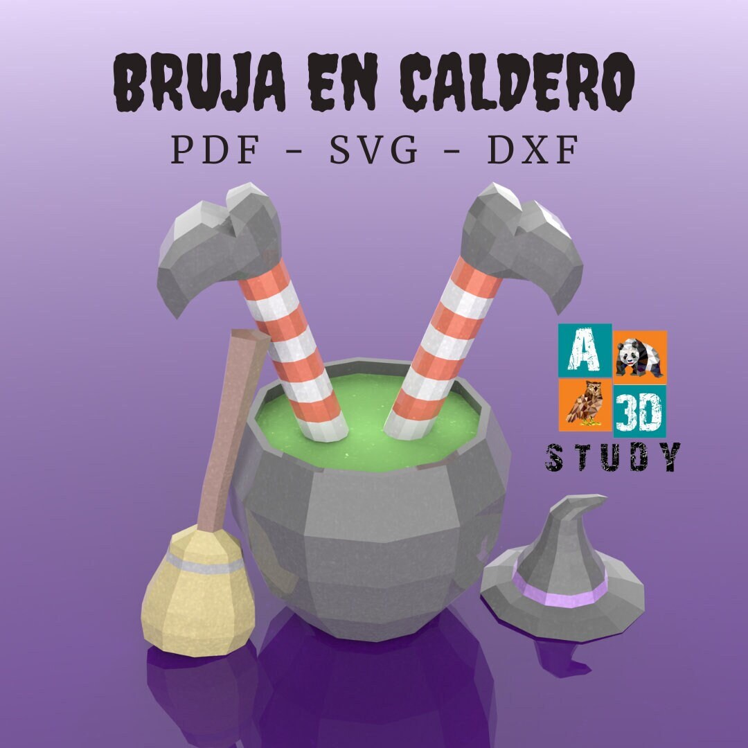 Bruja En Caldero: Papercraft Design, PDF Template, DIY 3D Model, Fanart ...