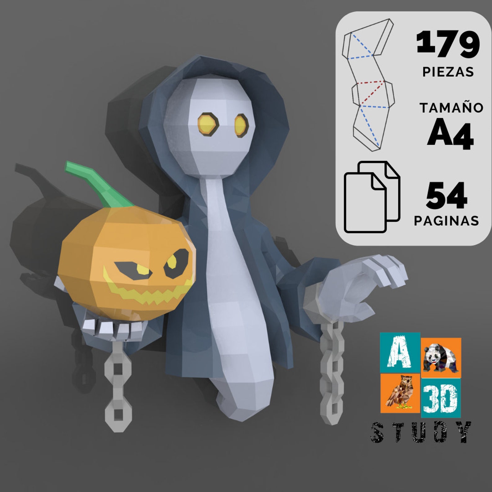 Fantasma: Papercraft Design PDF Template DIY 3D Model - Etsy