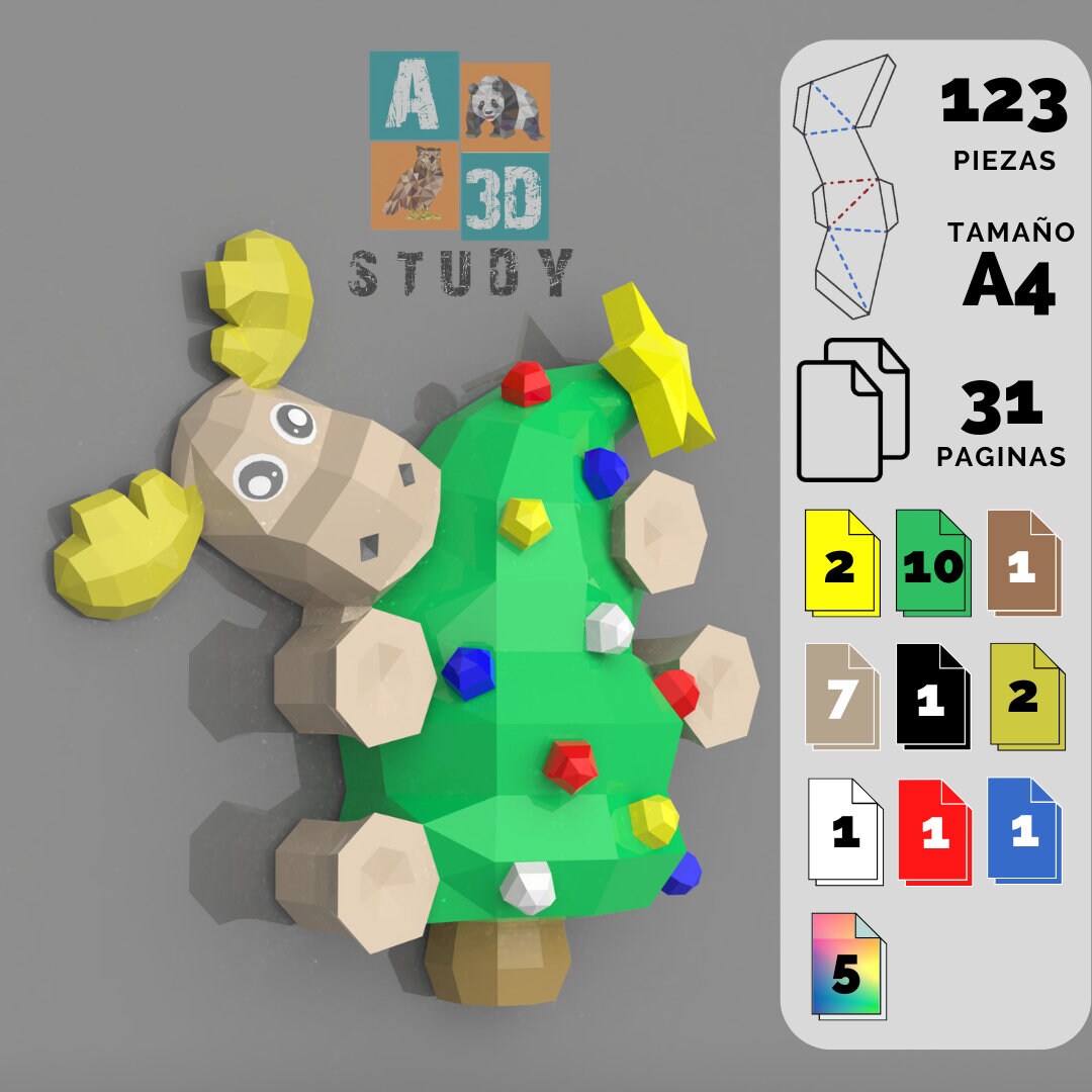 Alce Navideño: Papercraft Design, PDF Template, DIY 3D Model, Fanart ...