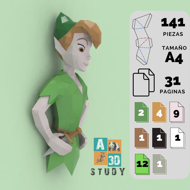 Peter: Papercraft Design, PDF Template, DIY 3D Model, Fanart, Paper ...