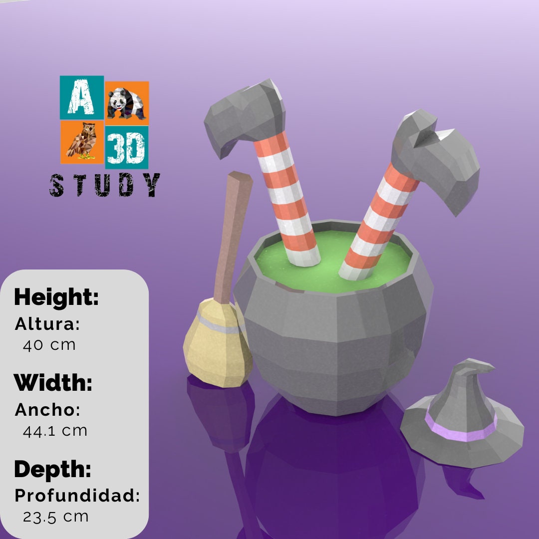 Bruja En Caldero: Papercraft Design, PDF Template, DIY 3D Model, Fanart ...