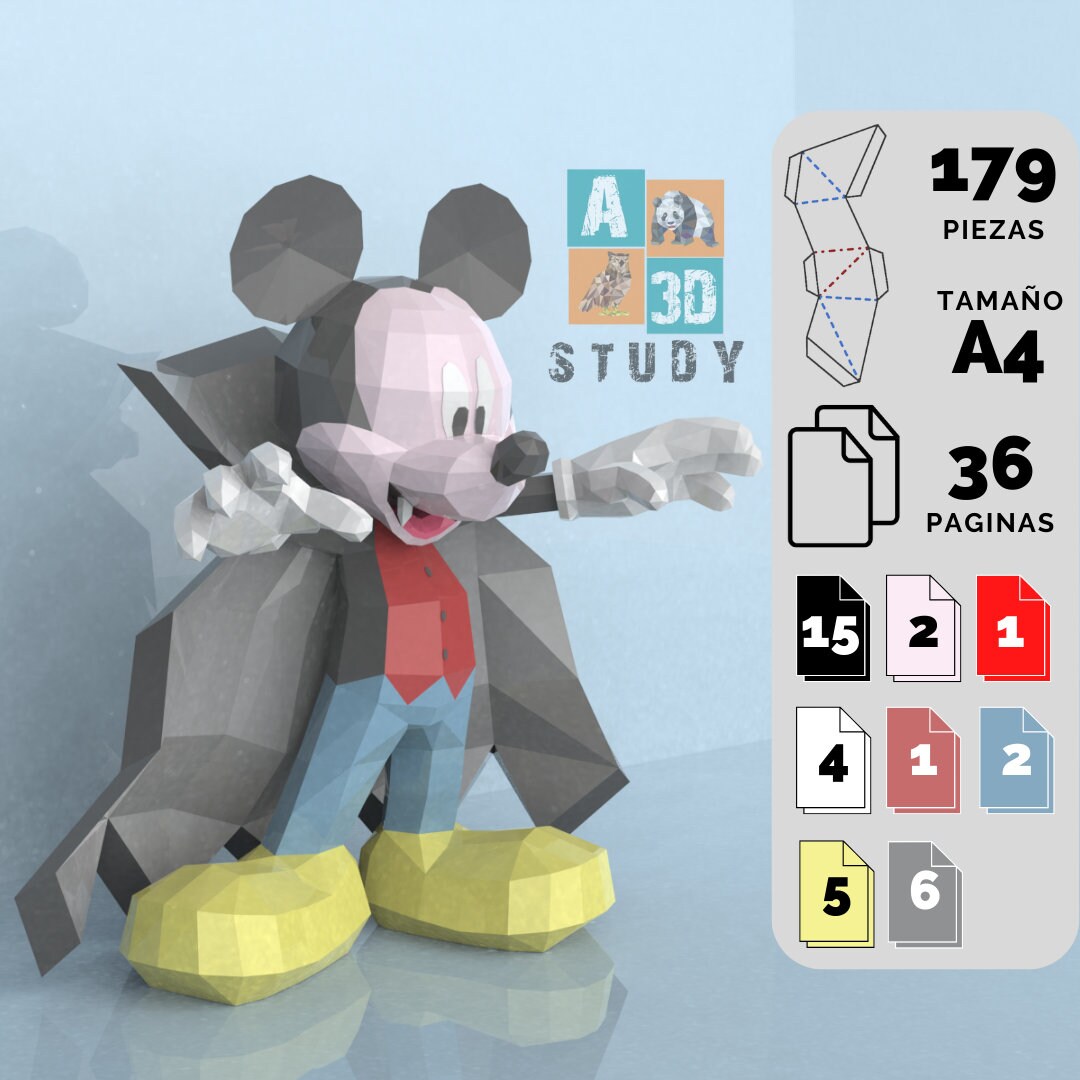 Mickey Vampiro: Papercraft Design, PDF Template, DIY 3D Model, Fanart ...